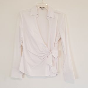 Express | Tops | Express Cute White Bow Front Button Down Shirt | Poshmark